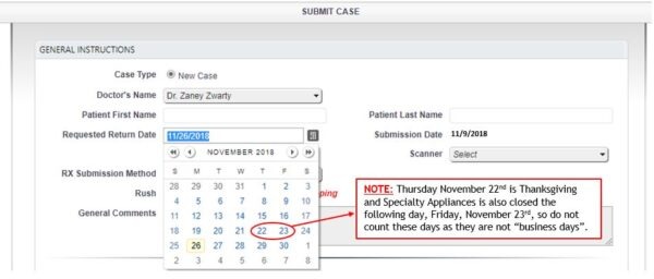 Case Scheduling Guidelines | Specialty Appliances